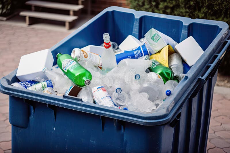 A Recycling Bin Overflowing with Recyclables Stock Illustration ...