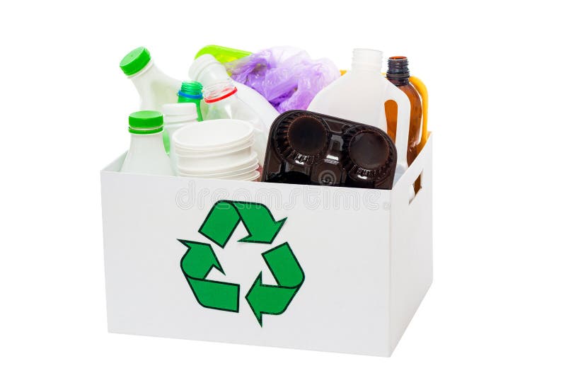 A Recycling Bin with Plastic Bottles and Other Plastic Items Isolated ...