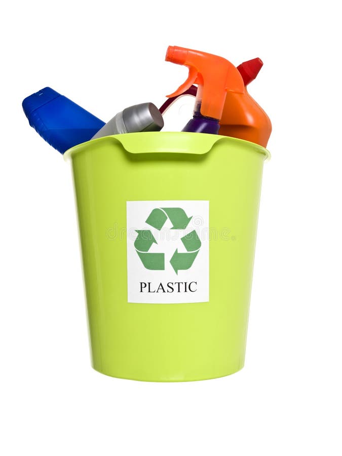 Green Plastic Recycling Bin Isolated on White Stock Image - Image of ...