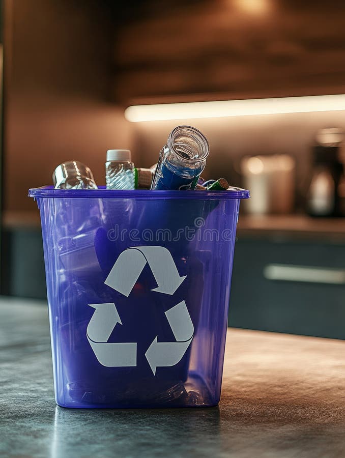Recycling Bin with Plastic Waste in a Modern Kitchen. Stock Photo ...