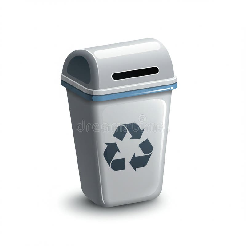 A Recycling Bin with a Rectangular, Rounded Design Features a Slot ...