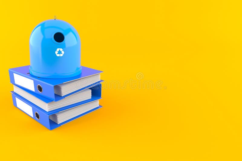 Recycling Bin with Ring Binders Stock Illustration - Illustration of ...