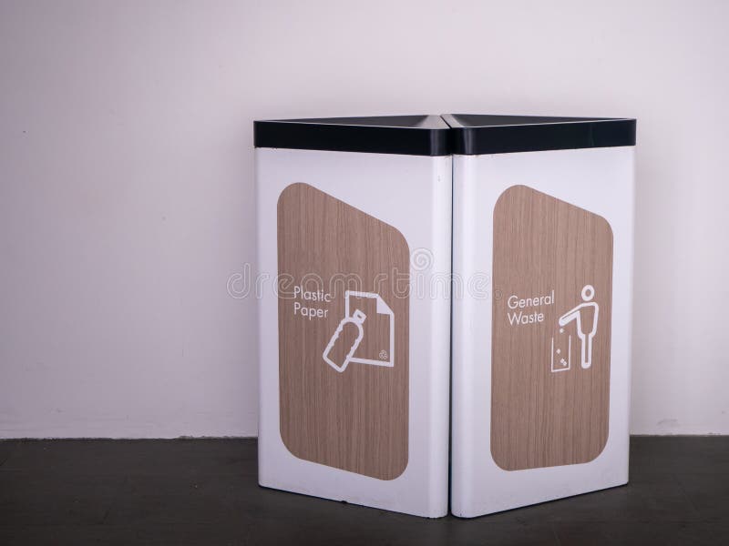 Recycling Bin at Shopping Mall, Trash with Icons of Recycle Stock Image ...
