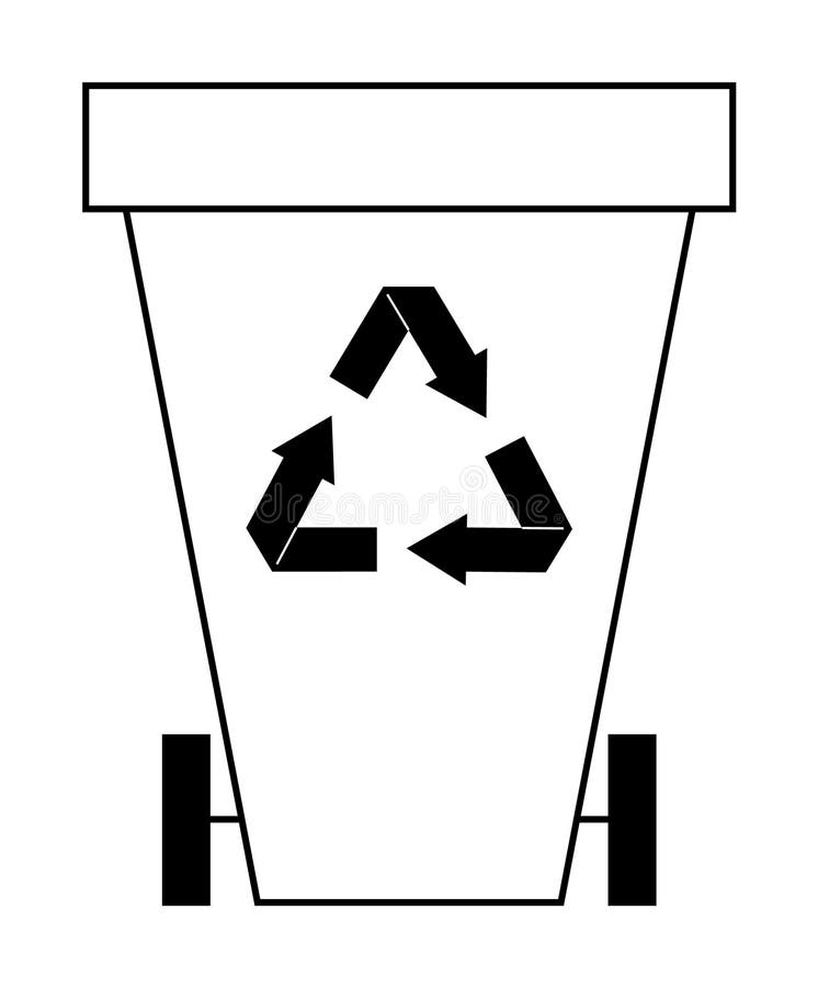 Recycling Bin with Triangular Recycle Arrows and Wheels for ...