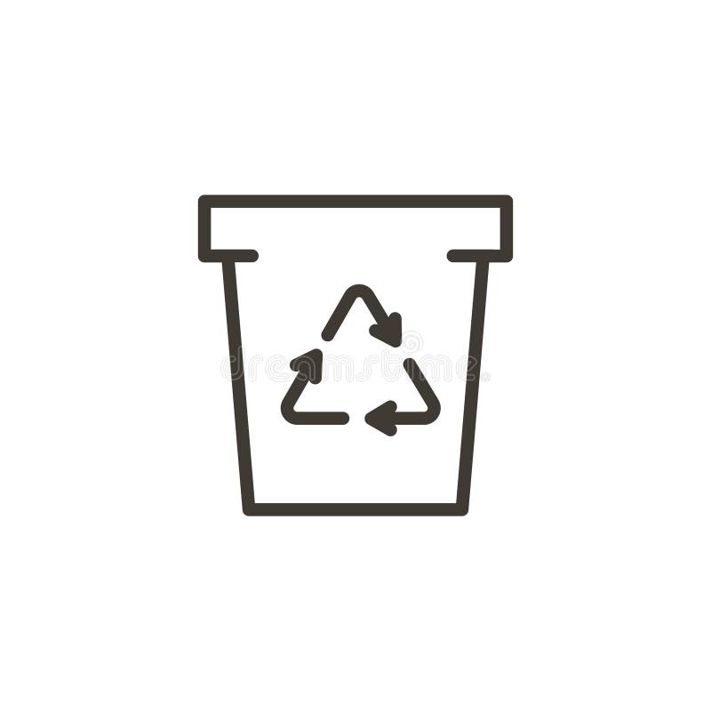 Recycling Bin Vector Thin Line Icon Outline Linear Stroke Illustration
