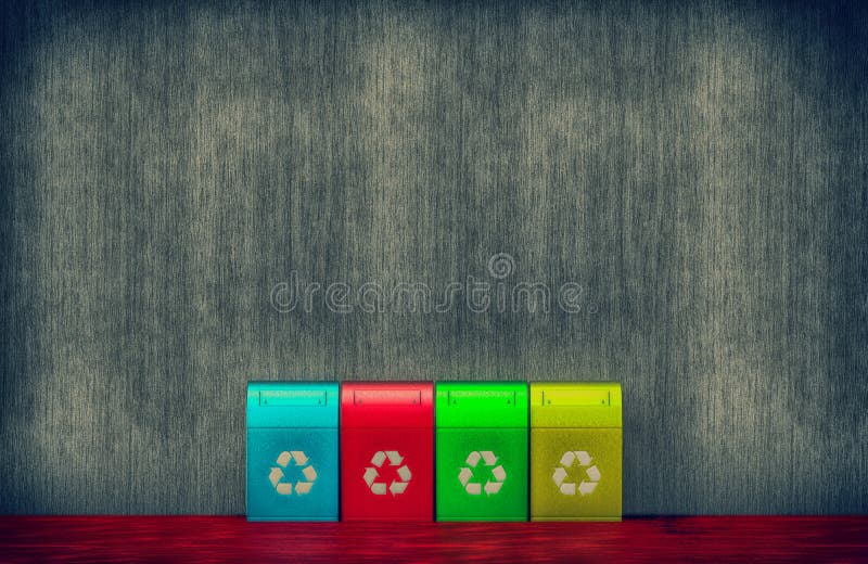 Recycling Bin on the Wall Background. Stock Image - Image of recycling ...