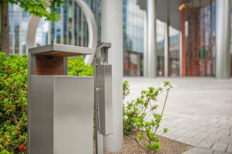 Recycling Bin for Waste Near Building Outdoors Stock Photo - Image of ...