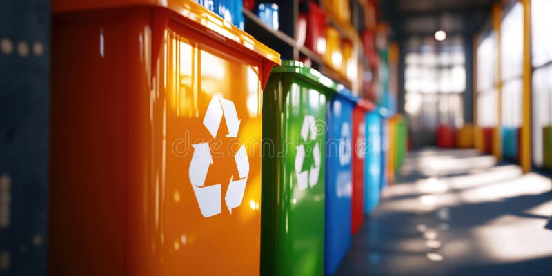 Recycling Bins in Building stock image. Image of space - 374114231