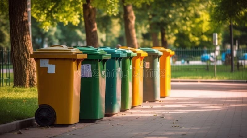 Recycling Bins in City Park Bins for Collection of Recycle Materials ...