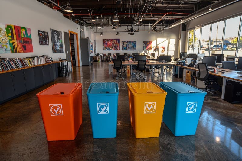 Recycling Bins for Different Types of Materials in the Office ...