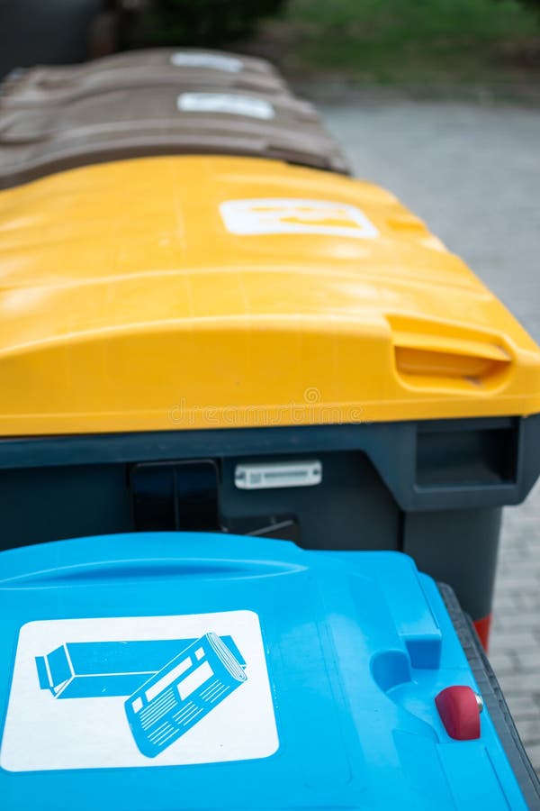 Recycling Bins for Plastic, Cardboard and Organic in Their Colors for ...