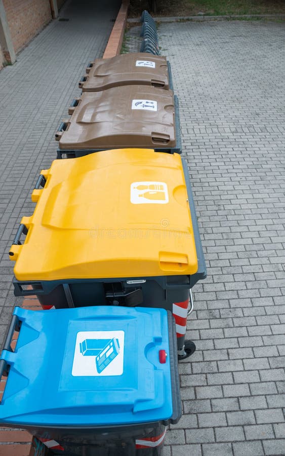 Recycling Bins for Plastic, Cardboard and Organic in Their Colors for ...