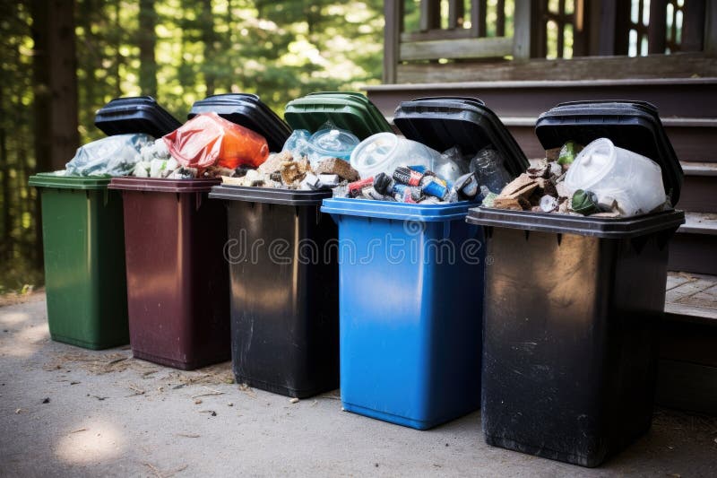 Recycling Bins Sorted by Material Type Stock Illustration - Illustration of separation, waste ...