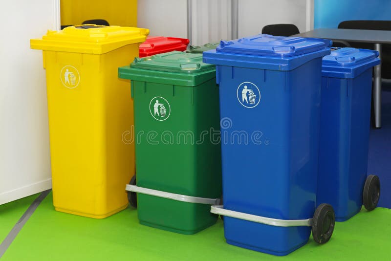 Recycling bins stock image. Image of plastic, green, cans - 36077213