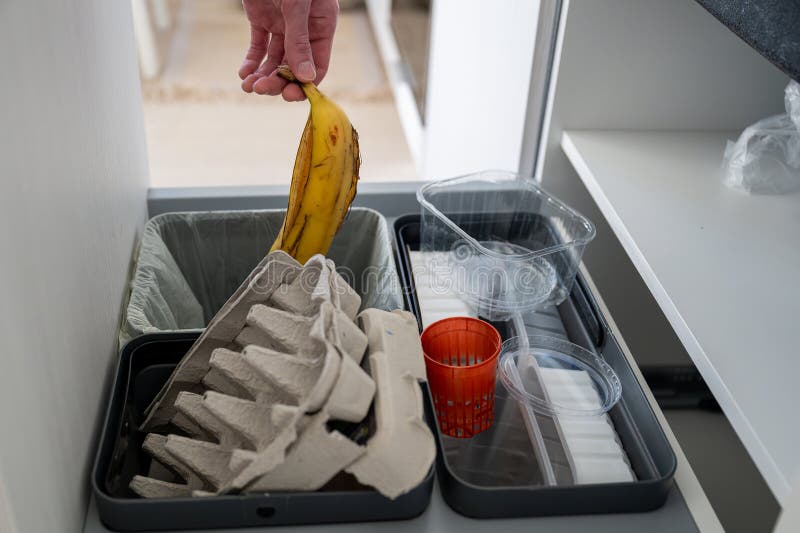Recycling Bins for Waste Sorting in the Kitchen for Recycle. Plastic ...