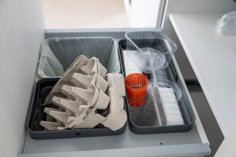 Recycling Bins for Waste Sorting in the Kitchen for Recycle. Plastic ...