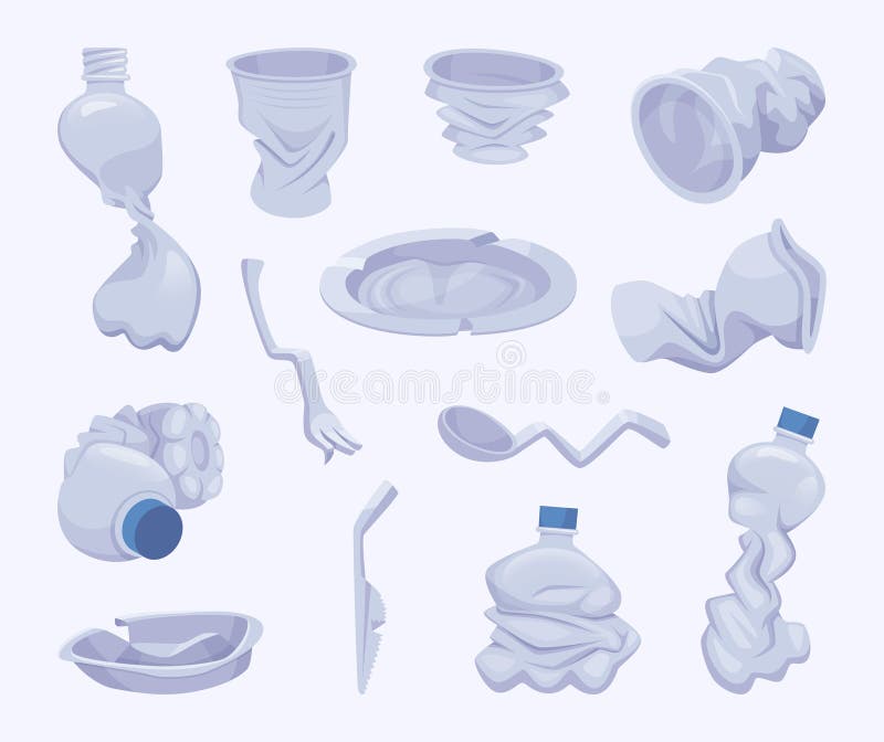 Recycling Bottles. Plastic Broken Containers for Water and Food Exact ...