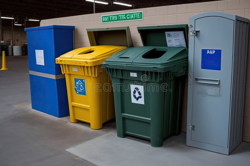 Recycling Center, with Bins and Baskets for Different Types of ...