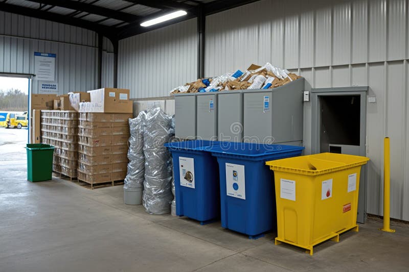 Recycling Center, with Bins and Baskets for Different Types of ...