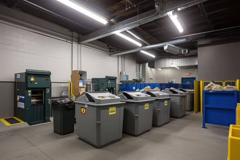 Recycling Center, with Bins and Containers for Different Types of ...