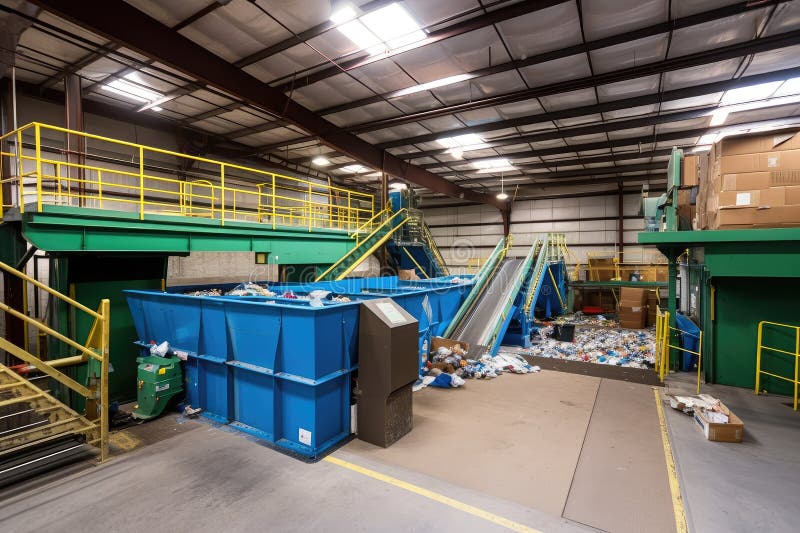 Recycling Center, with Bins and Equipment for Sorting and Recycling of ...