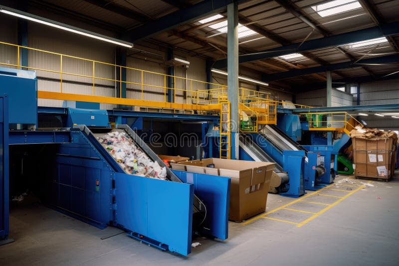 Recycling Center, with Bins and Equipment for Sorting and Recycling of ...