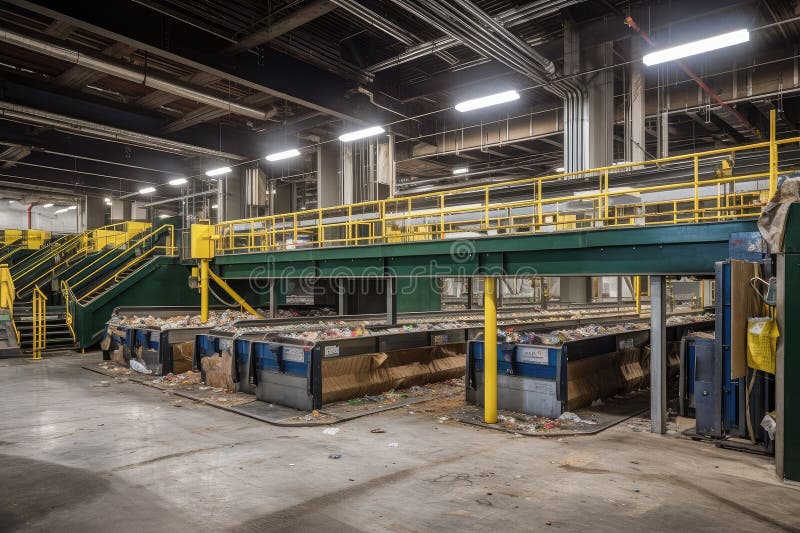 Recycling Center, with Bins and Sorting Machines for Different Types of ...
