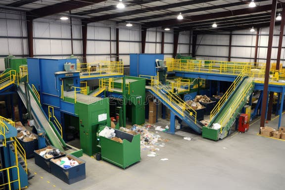 Recycling Center, with Bins and Sorting Machines for Separating ...