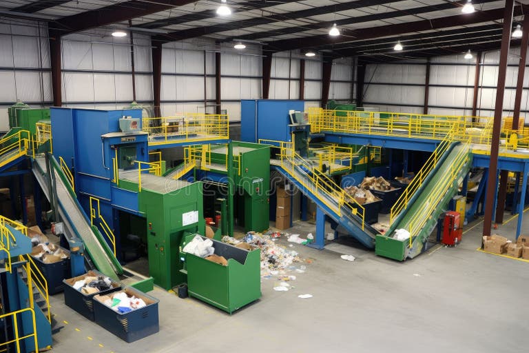 Recycling Center, with Bins and Sorting Machines for Separating ...