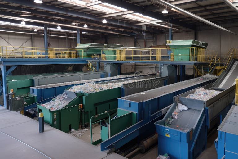 Recycling Center, with Bins and Sorting Machines for Separating ...