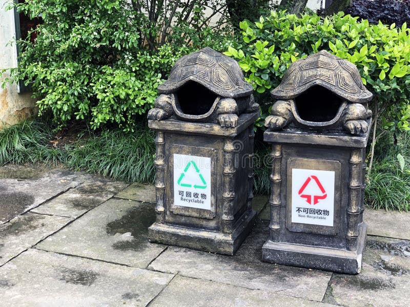 Chinese Garbage Bin Pictograms Stock Image - Image of symbol ...