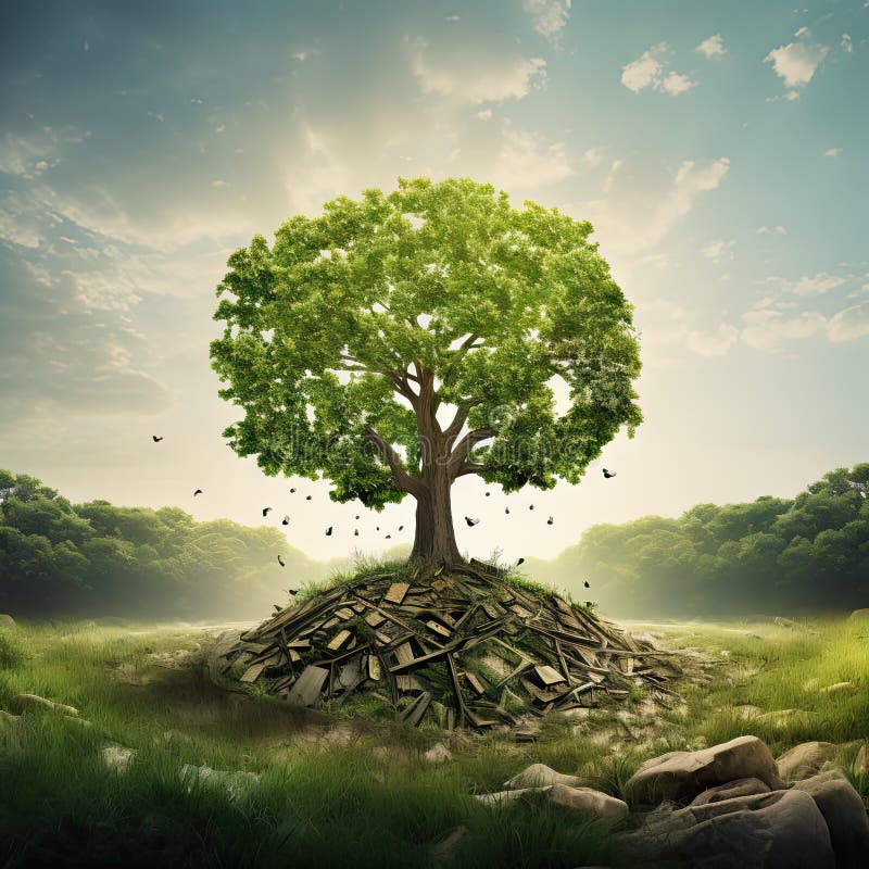 Recycling for a Clean Environment Tree Growing through Them Stock ...