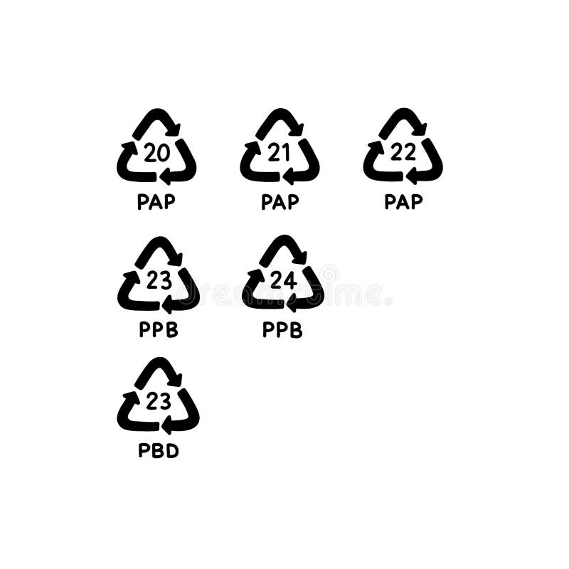 Recycling Codes Paper Doodle Icons, Vector Color Line Illustration ...