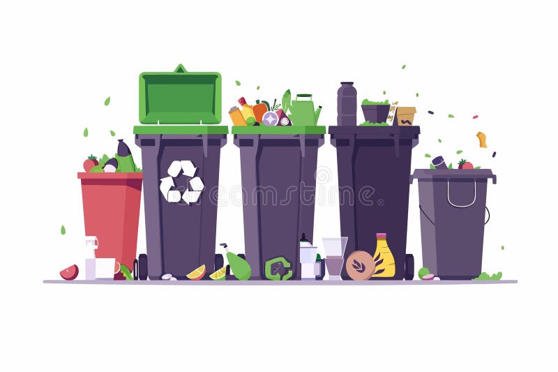 Recycling and Composting Kitchen Waste Isolated Vector Style Stock ...