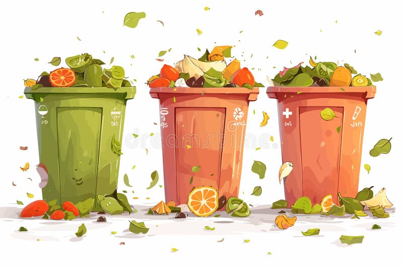Recycling and Composting Kitchen Waste Isolated Vector Style Stock ...