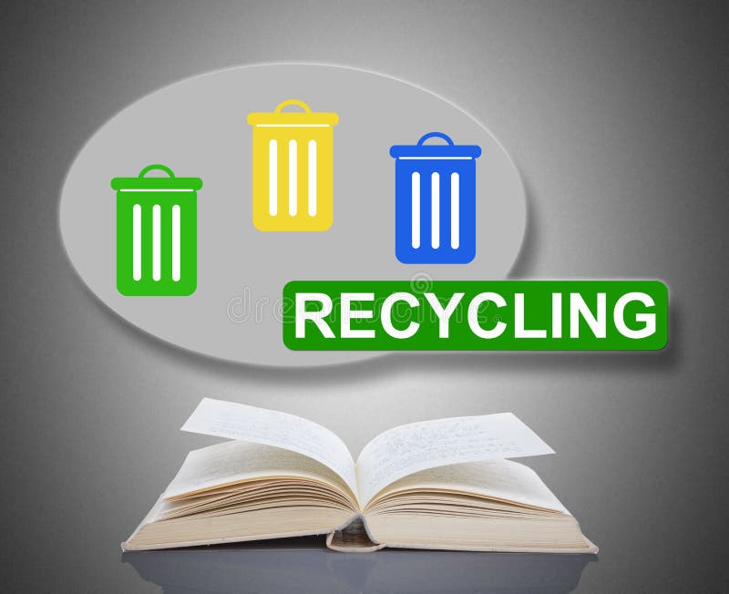 Recycling Concept Above a Book Stock Image - Image of glass, trash ...