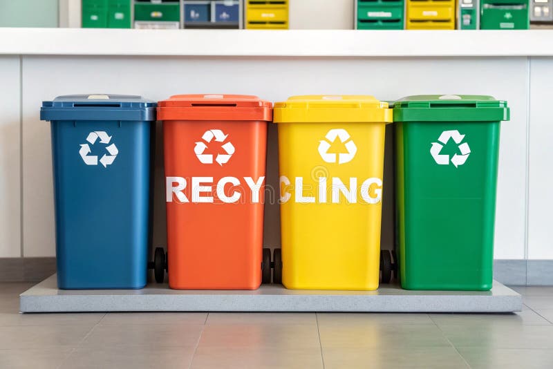 Recycling Concept. Bins for Different Garbage. Waste Management Concept ...