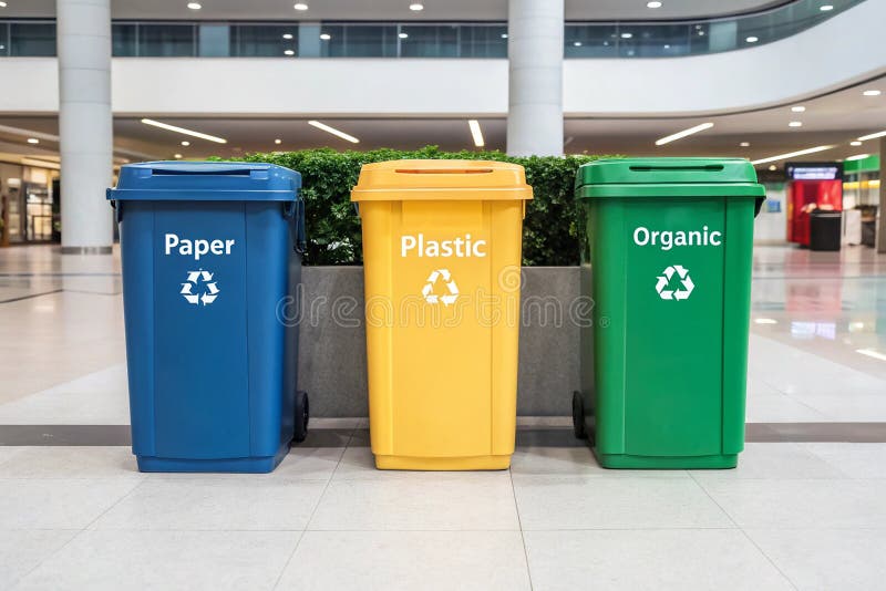 Recycling Concept. Bins for Different Garbage. Waste Management Concept ...