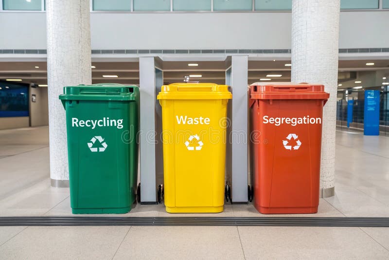 Recycling Concept. Bins for Different Garbage. Waste Management Concept ...