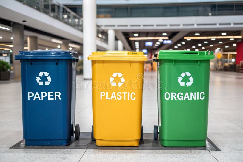 Recycling Concept. Bins for Different Garbage. Waste Management Concept ...