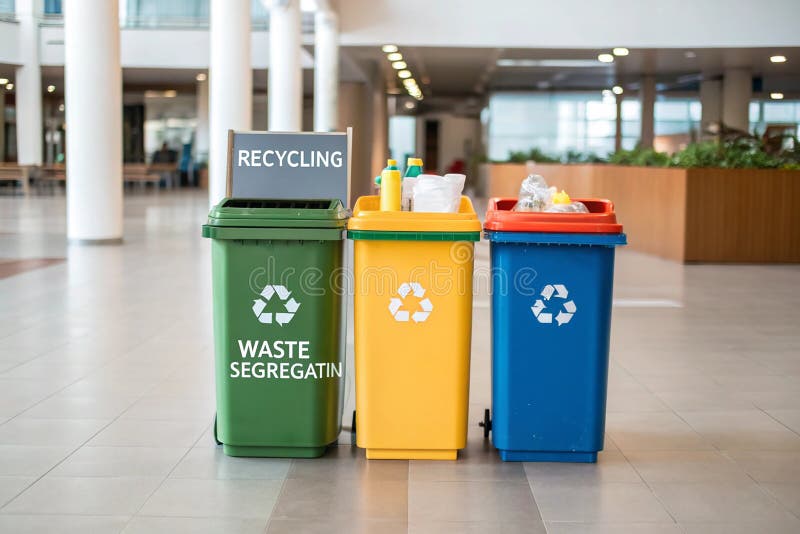 Recycling Concept. Bins for Different Garbage. Waste Management Concept ...