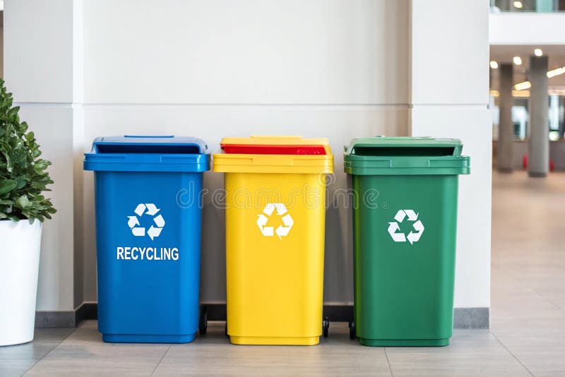 Recycling Concept. Bins for Different Garbage. Waste Management Concept ...
