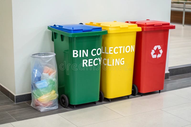 Recycling Concept. Bins for Different Garbage. Waste Management Concept ...