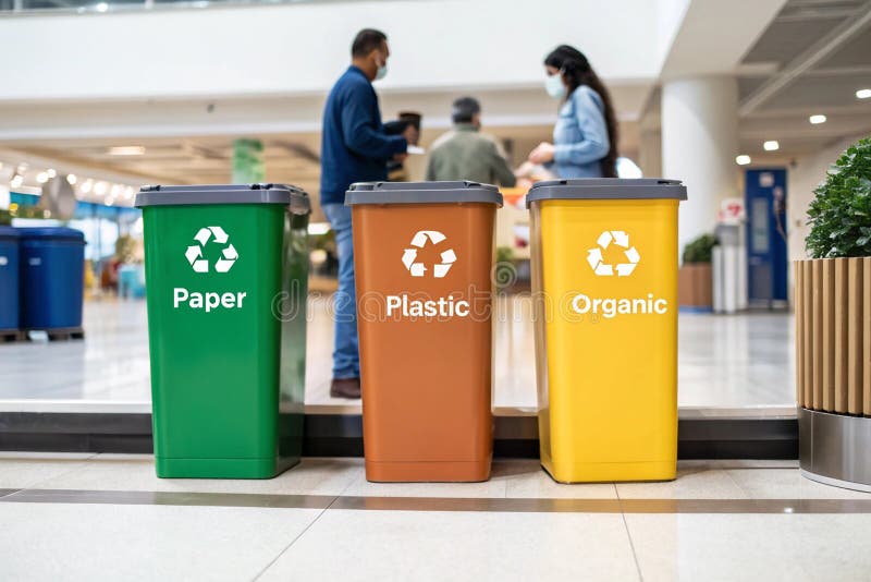 Recycling Concept. Bins for Different Garbage. Waste Management Concept ...