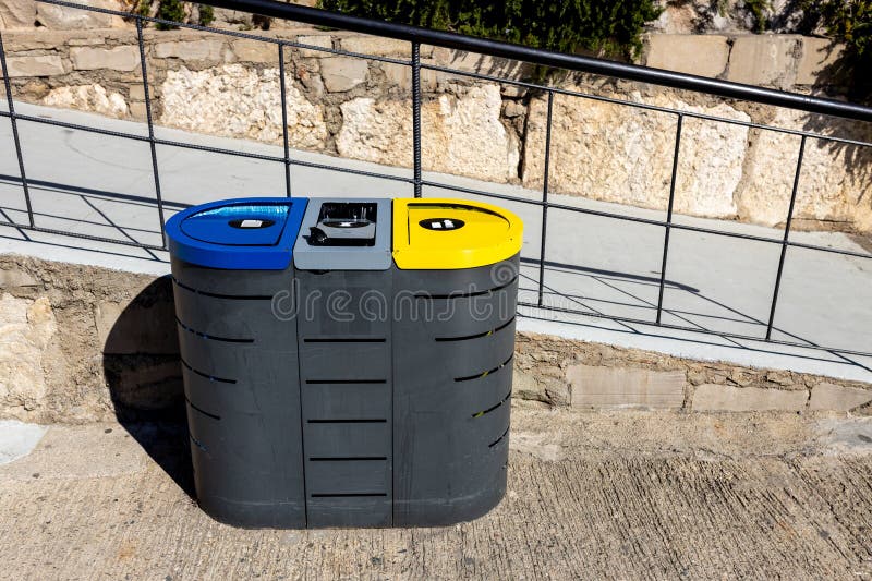 Recycling Concept. Colored Bins for Different Garbage. Waste Management ...