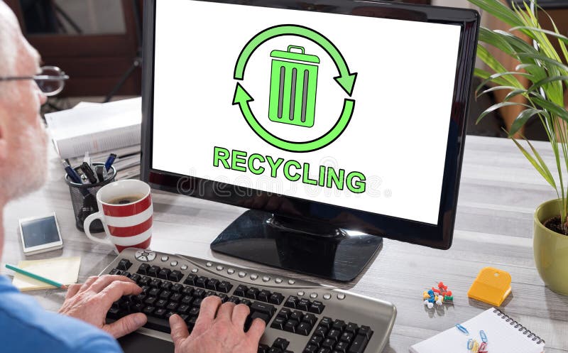 Recycling Concept on a Computer Stock Photo - Image of garbage, reduce ...
