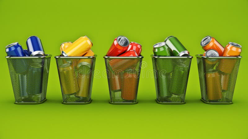 Recycling Concept: Drink Cans in the Trash Bin. Stock Illustration ...