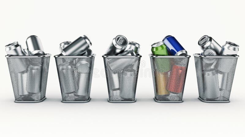 Recycling Concept: Drink Cans in the Trash Bin. Stock Illustration ...