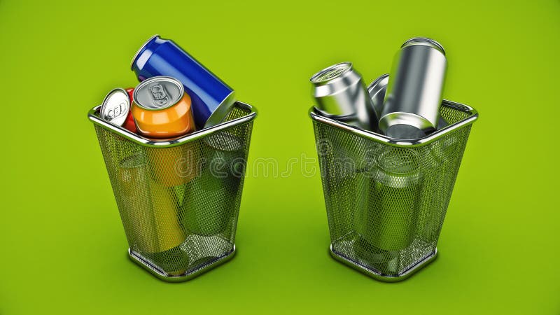 Recycling Concept: Drink Cans in the Trash Bin. Stock Illustration ...