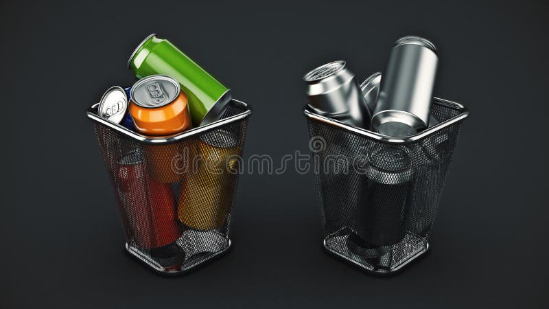 Recycling Concept: Drink Cans in the Trash Bin. Stock Illustration ...